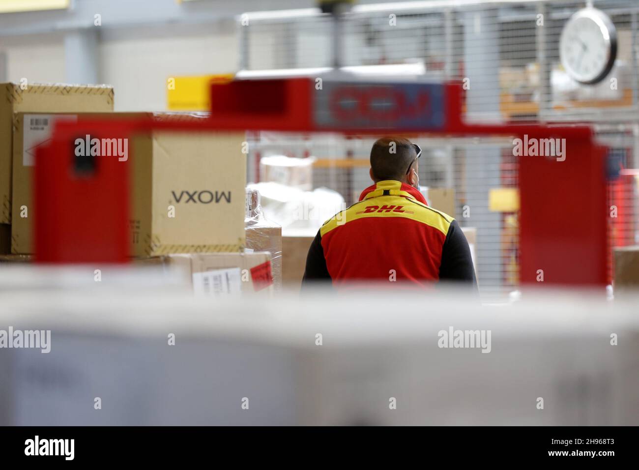 Sofia, Bulgaria - 10 May, 2021: Employee works at DHL Express Center at ...