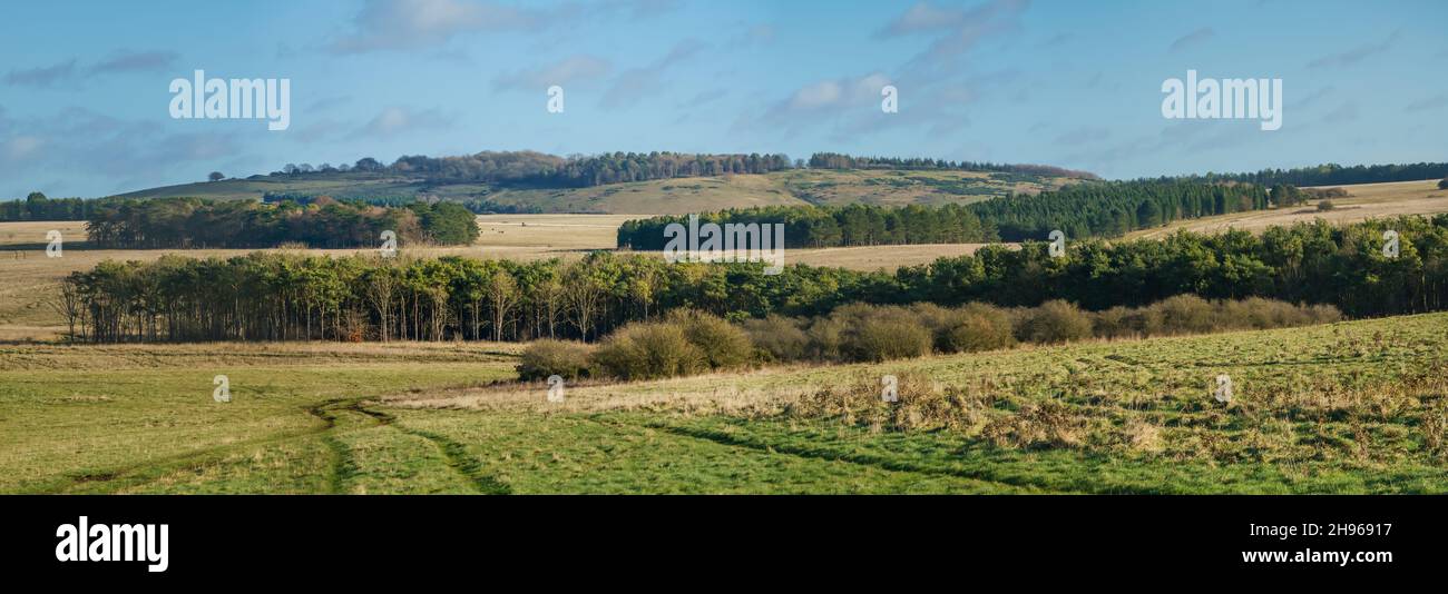 wide-angle ultra large panoramic scenic view of Sidbury Hill under ...