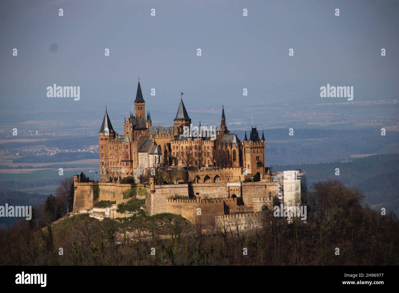 Beautiful aerial shot of Hohenzollern Castle Bisingen Germany Stock ...