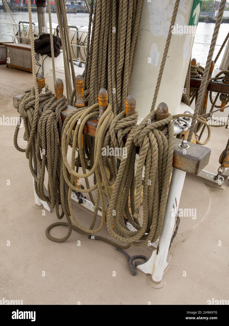 Vertical shot of ship rigging Stock Photo - Alamy