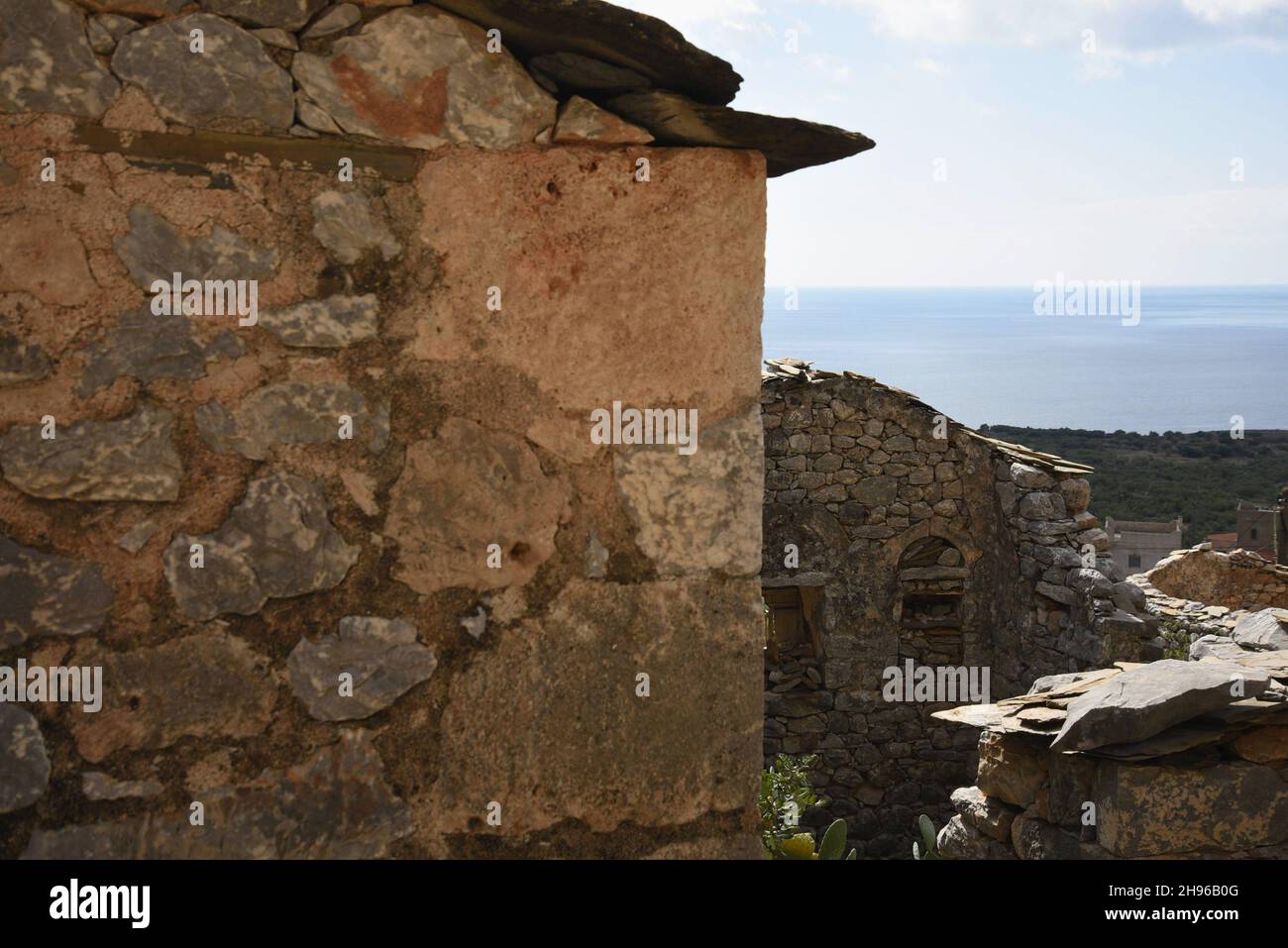 Landscape with scenic view of an authentic traditional stone built ...