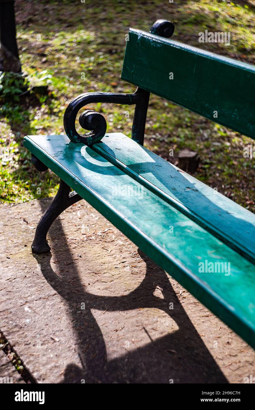 Famous park in city-resort with park bench and mineral water springs ...