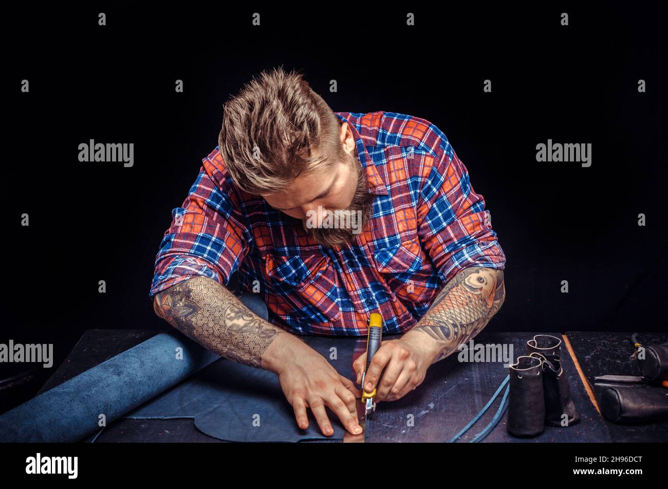 Leather Tanner produces a good product Stock Photo - Alamy