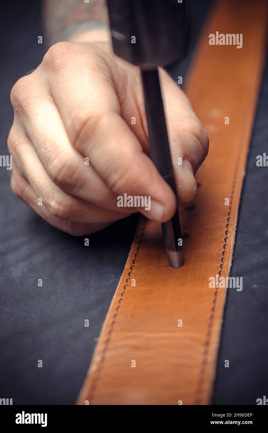 Leather artisan works leatherwork hi-res stock photography and images ...