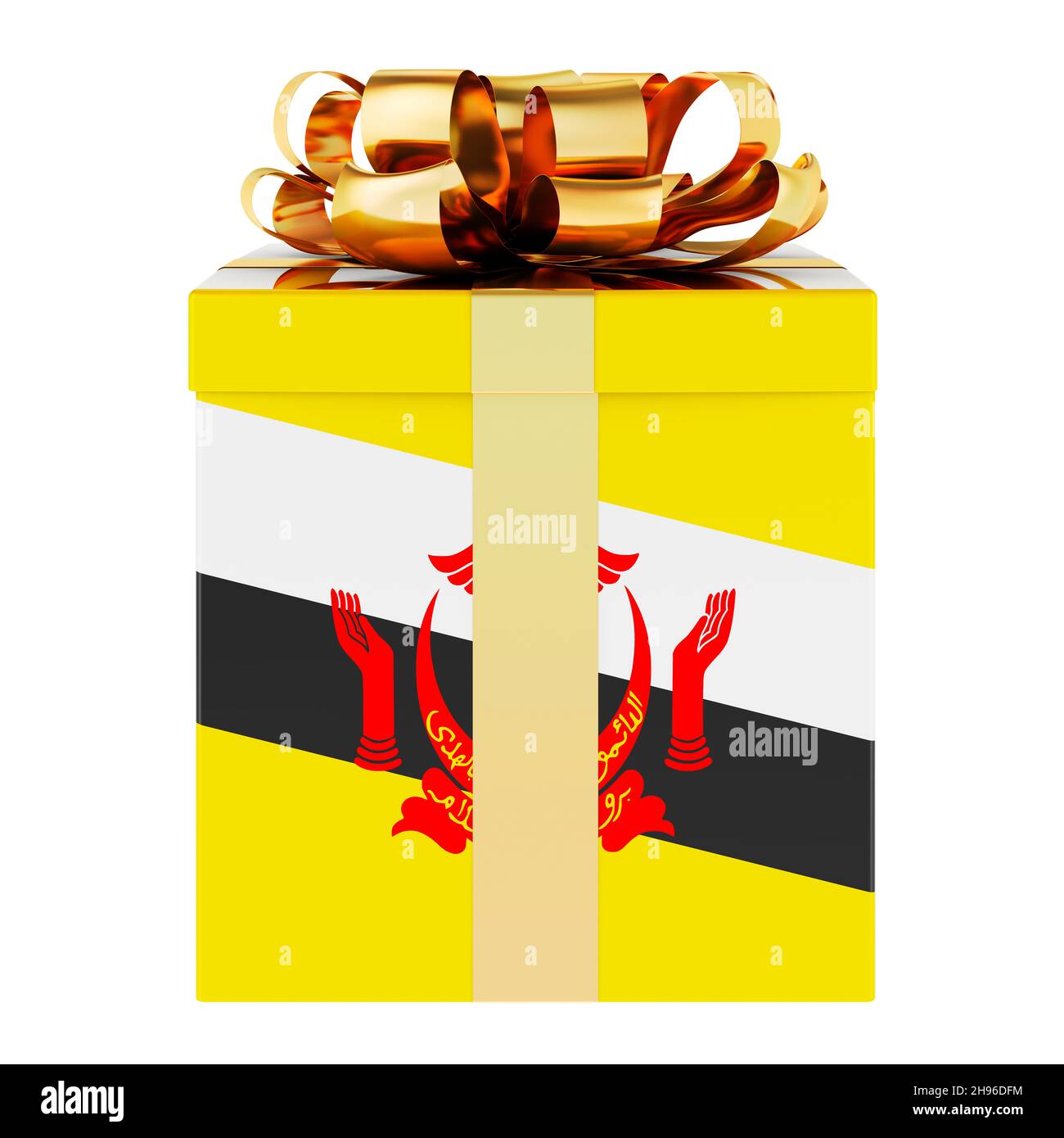Gift box with Bruneian flag. Holiday in Brunei, concept. 3D rendering ...
