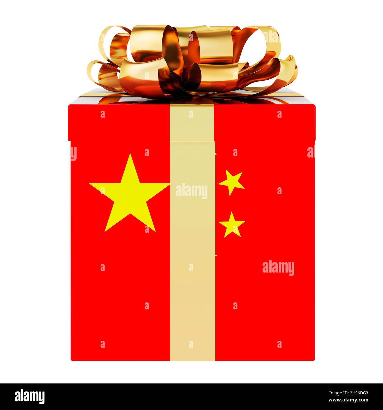 Gift box with Chinese flag. Holiday in China, concept. 3D rendering ...