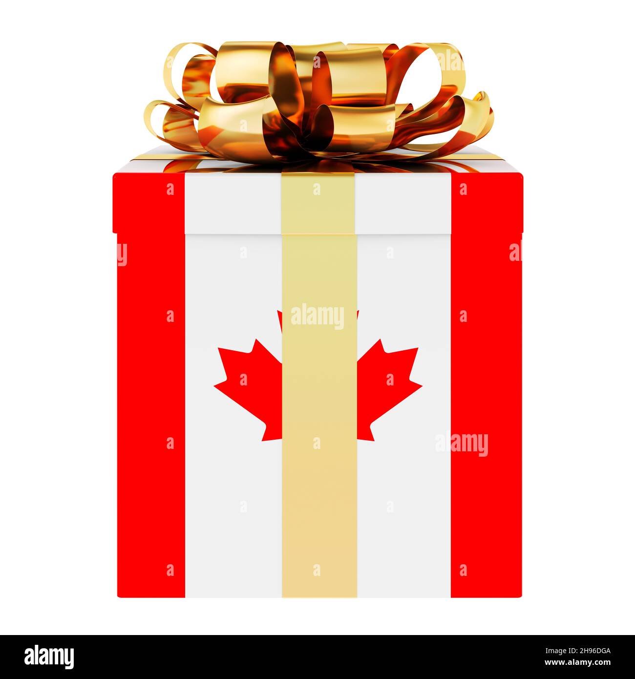 Gift box with Canadian flag. Holiday in Canada, concept. 3D rendering ...