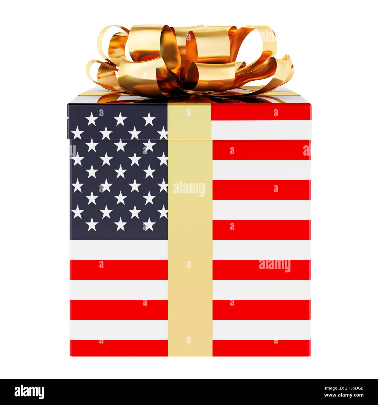 Gift box with the United States flag. Holiday in the USA, concept. 3D ...