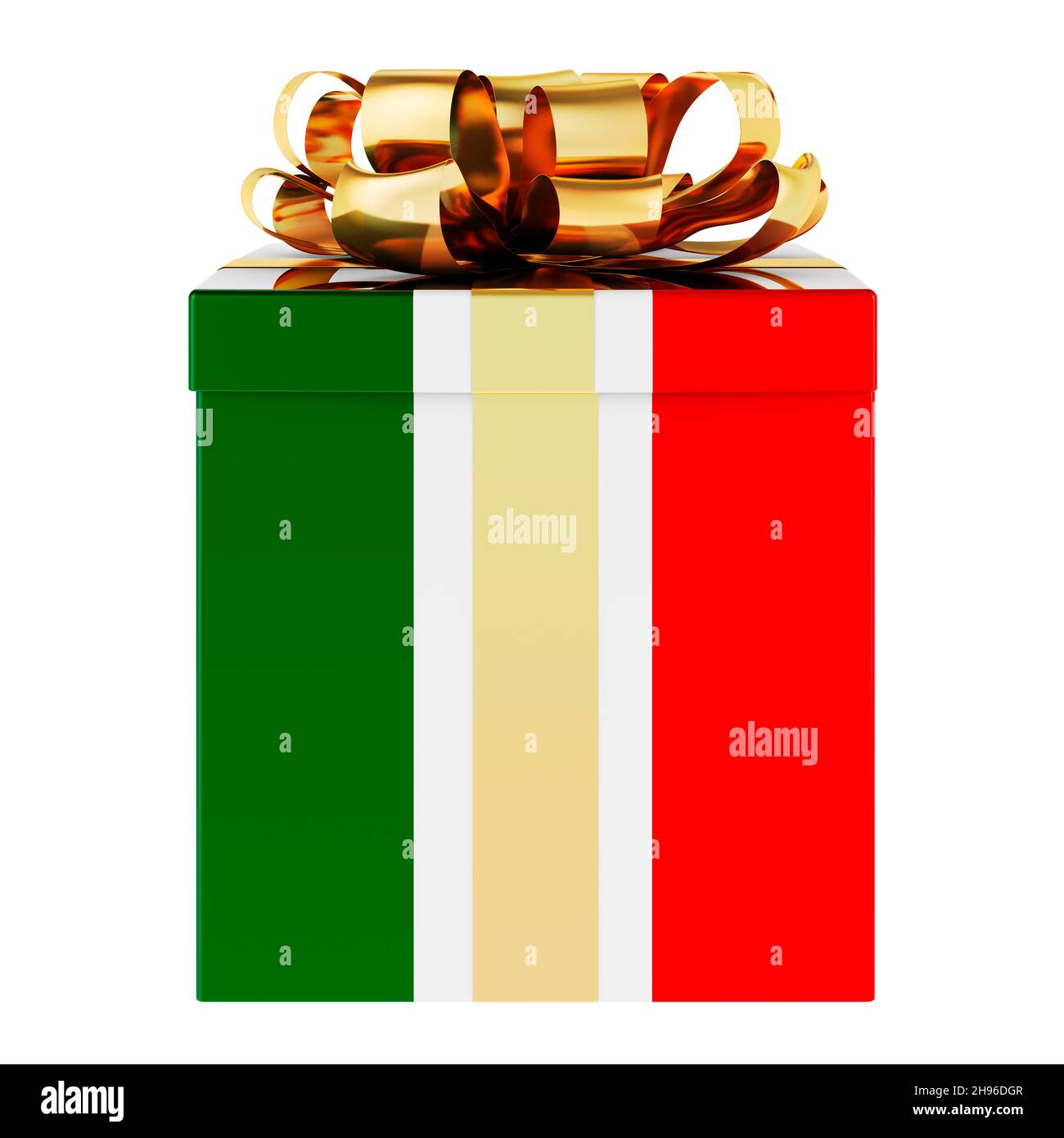 Gift box with Italian flag. Holiday in Italy, concept. 3D rendering ...