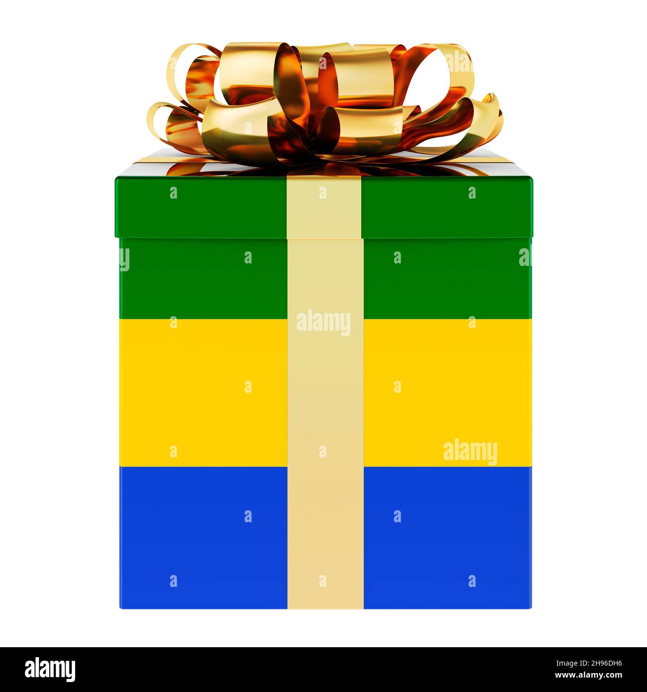 Gift box with Gabonese flag. Holiday in Gabon, concept. 3D rendering ...