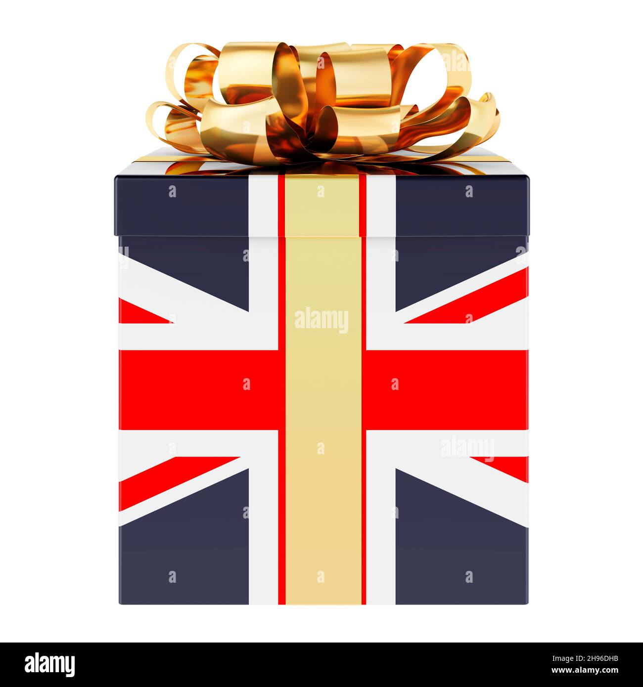 Gift box with British flag. Holiday in the Great Britain, concept. 3D ...