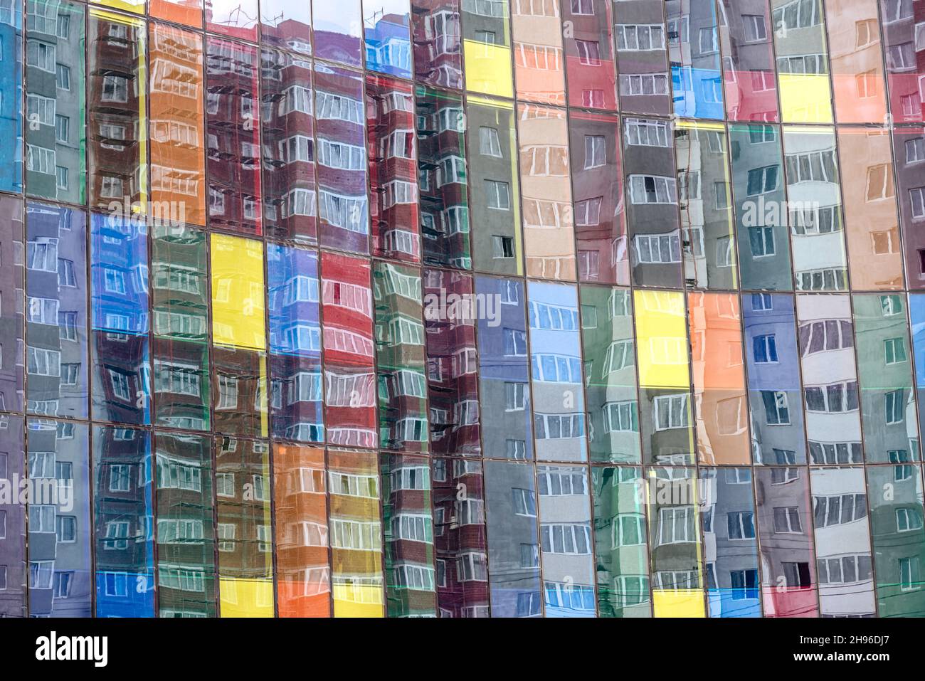 Colorful windows building for background Stock Photo - Alamy