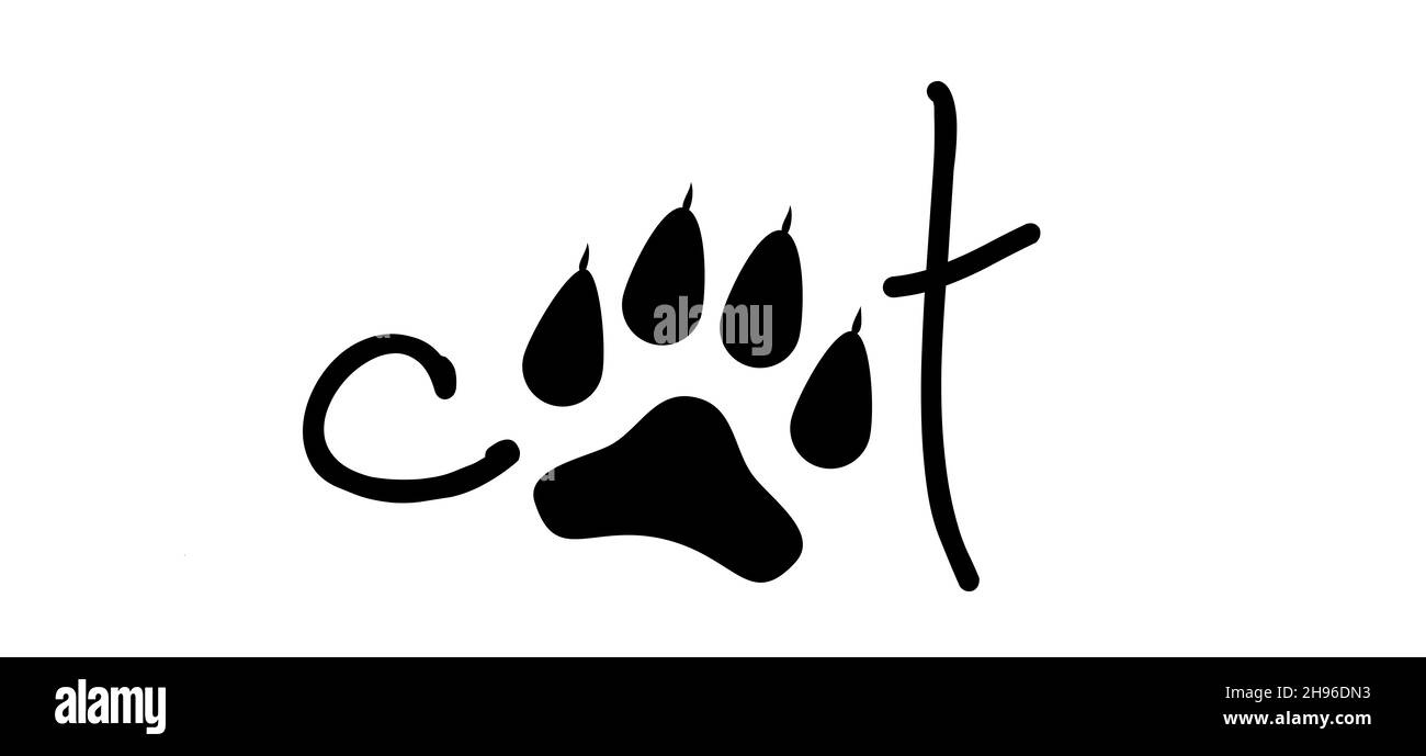 Slogan cat with footstep. Footsteps pictogram. Foot, feet print icon ...