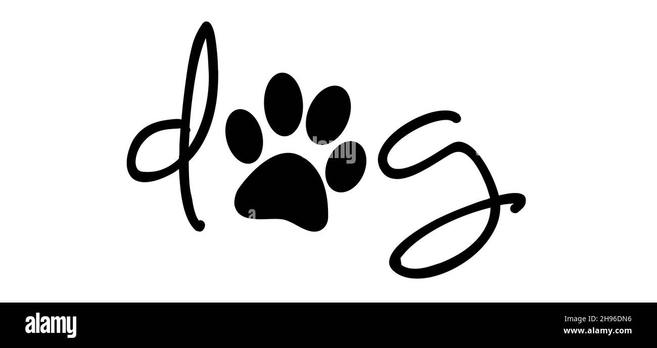 Slogan dog with footstep. Footsteps pictogram. Foot, feet print icon ...