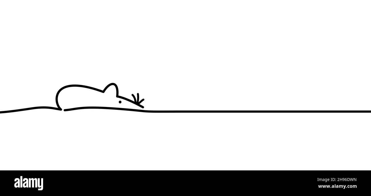 Rodents, mouse or rats line pattern. Cartoon vector mice or rat ...