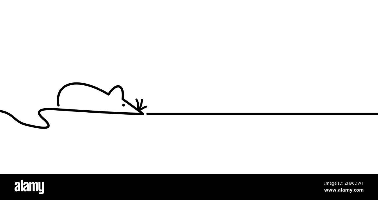 Rodents, mouse or rats line pattern. Cartoon vector mice or rat ...