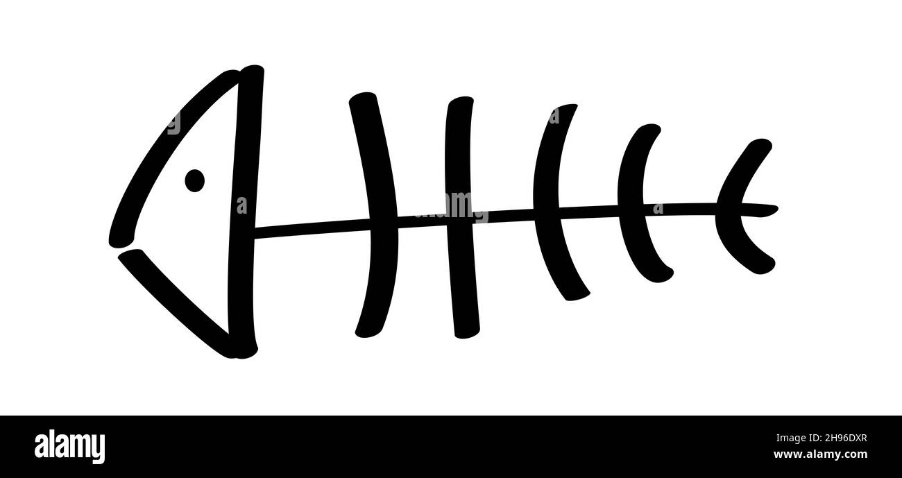 Cartoon fishbone print. Flat vector sea, ocean or water animal sign ...