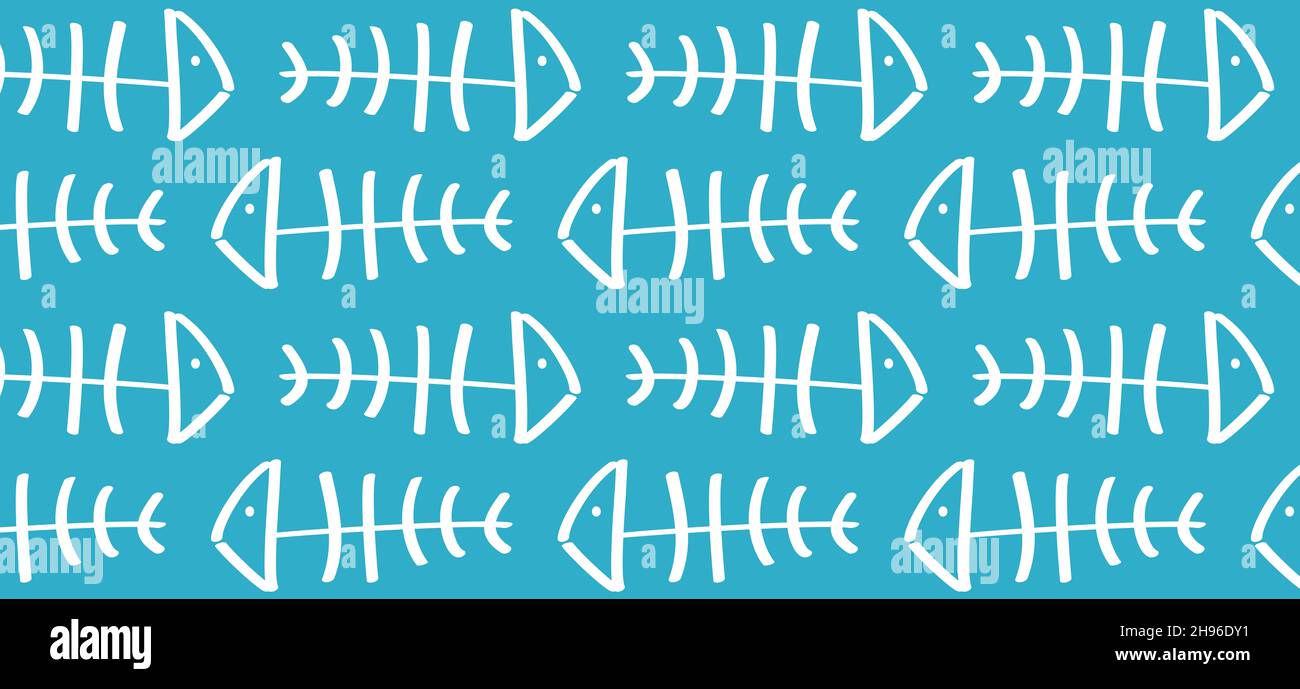 Cartoon fishbone print. Flat vector sea, ocean or water animal sign ...