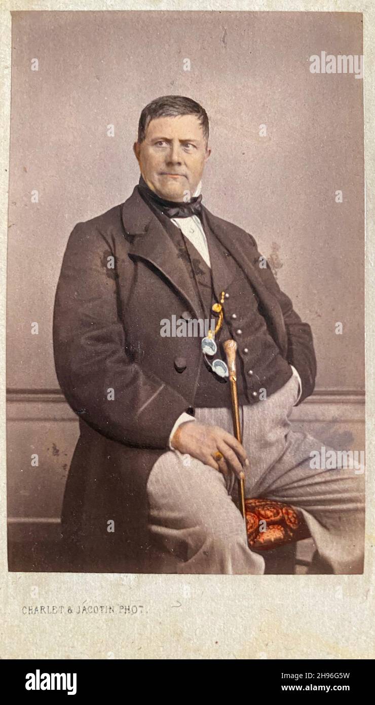 Studio portrait of a seated French man, ca 1865. Photography by Charlet ...