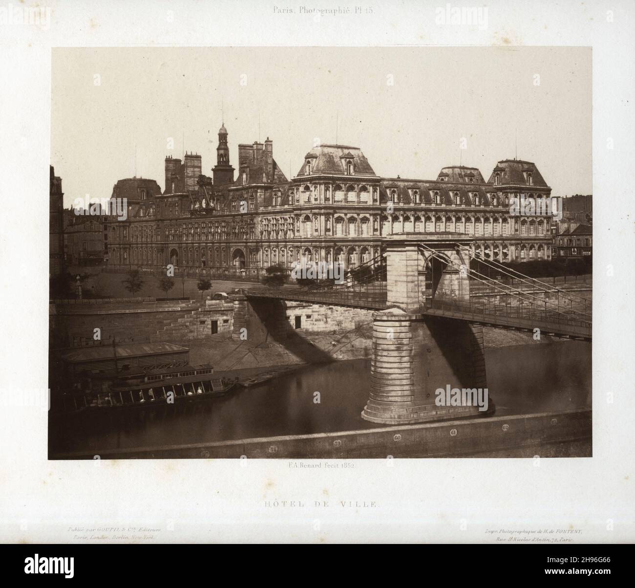 The Hôtel de Ville and Pont d'Arcole, Paris, France, 1852. Photography ...