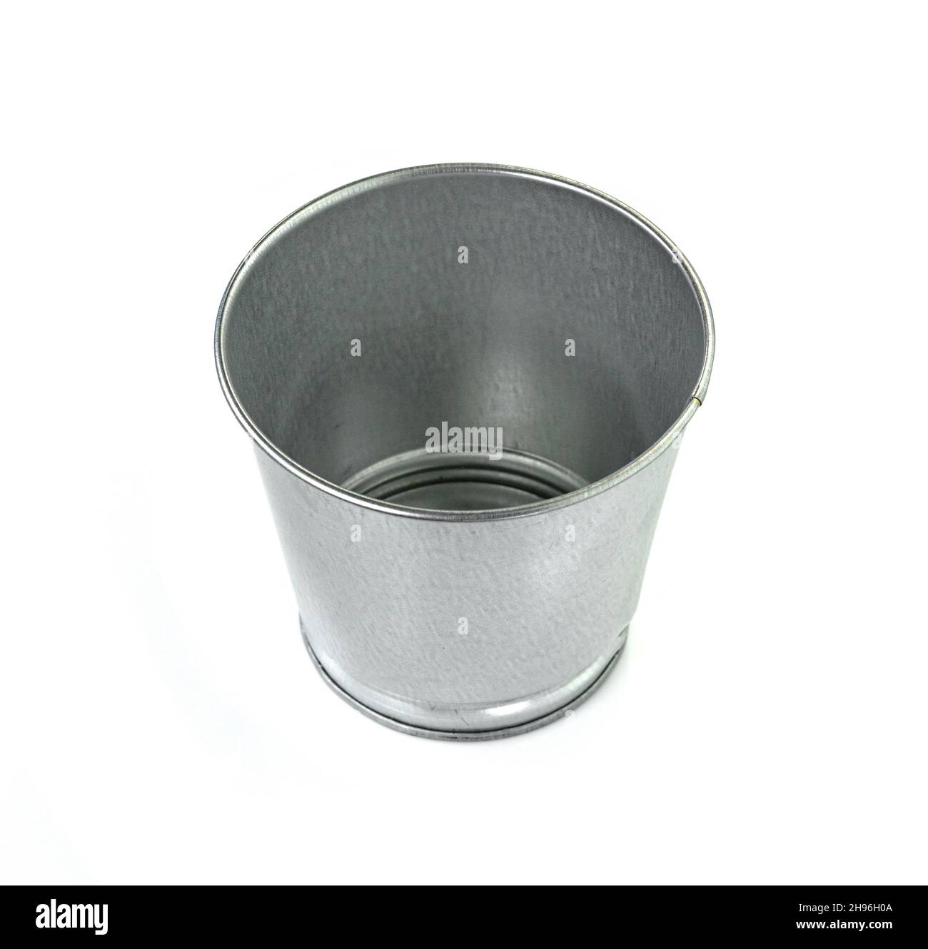 Metallic bucket. Isolated on white background. Galvanized metal bucket ...