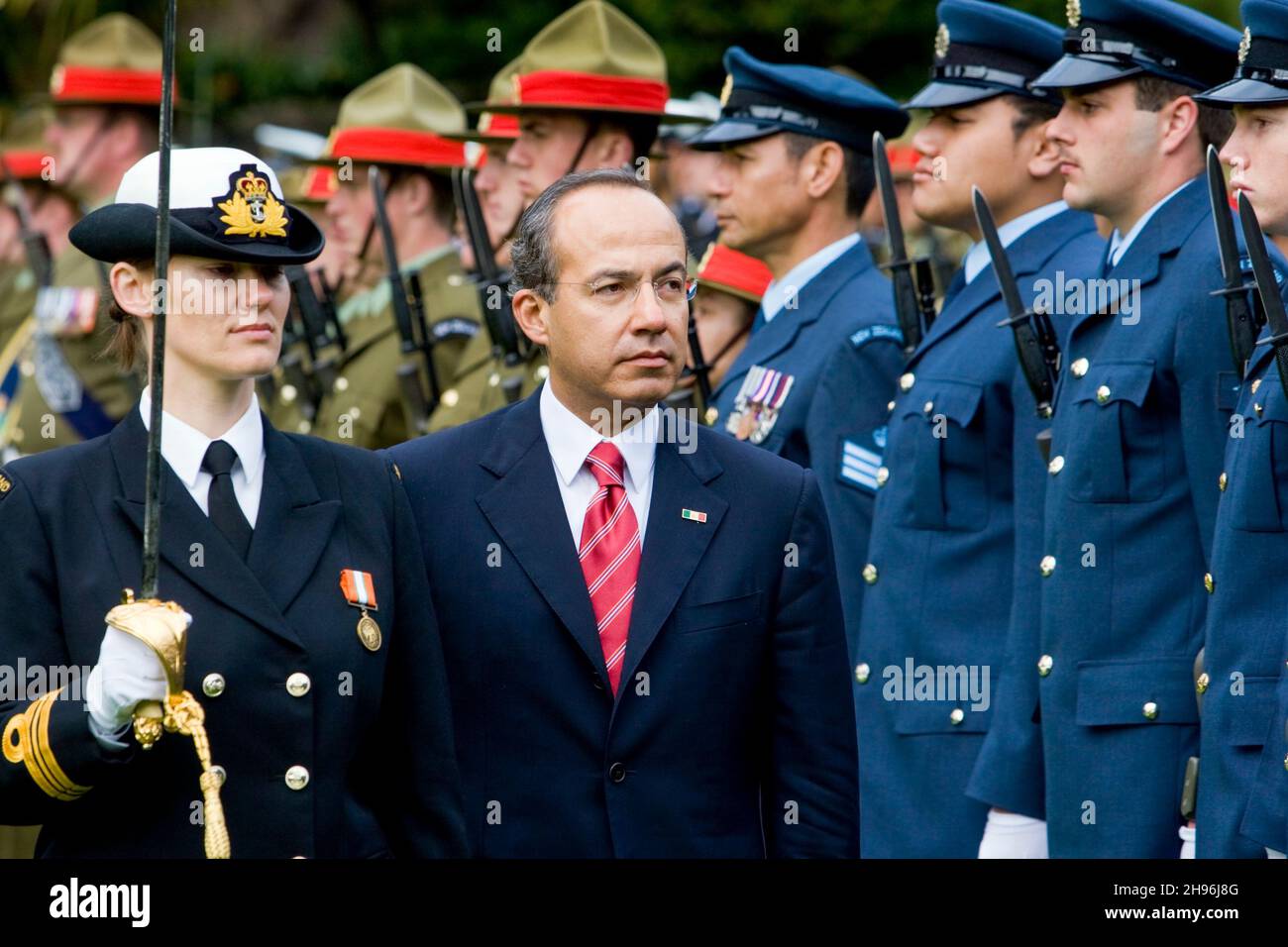 Mr Felipe Calderon Hinojosa, President of Mexico inspects the Guard of ...