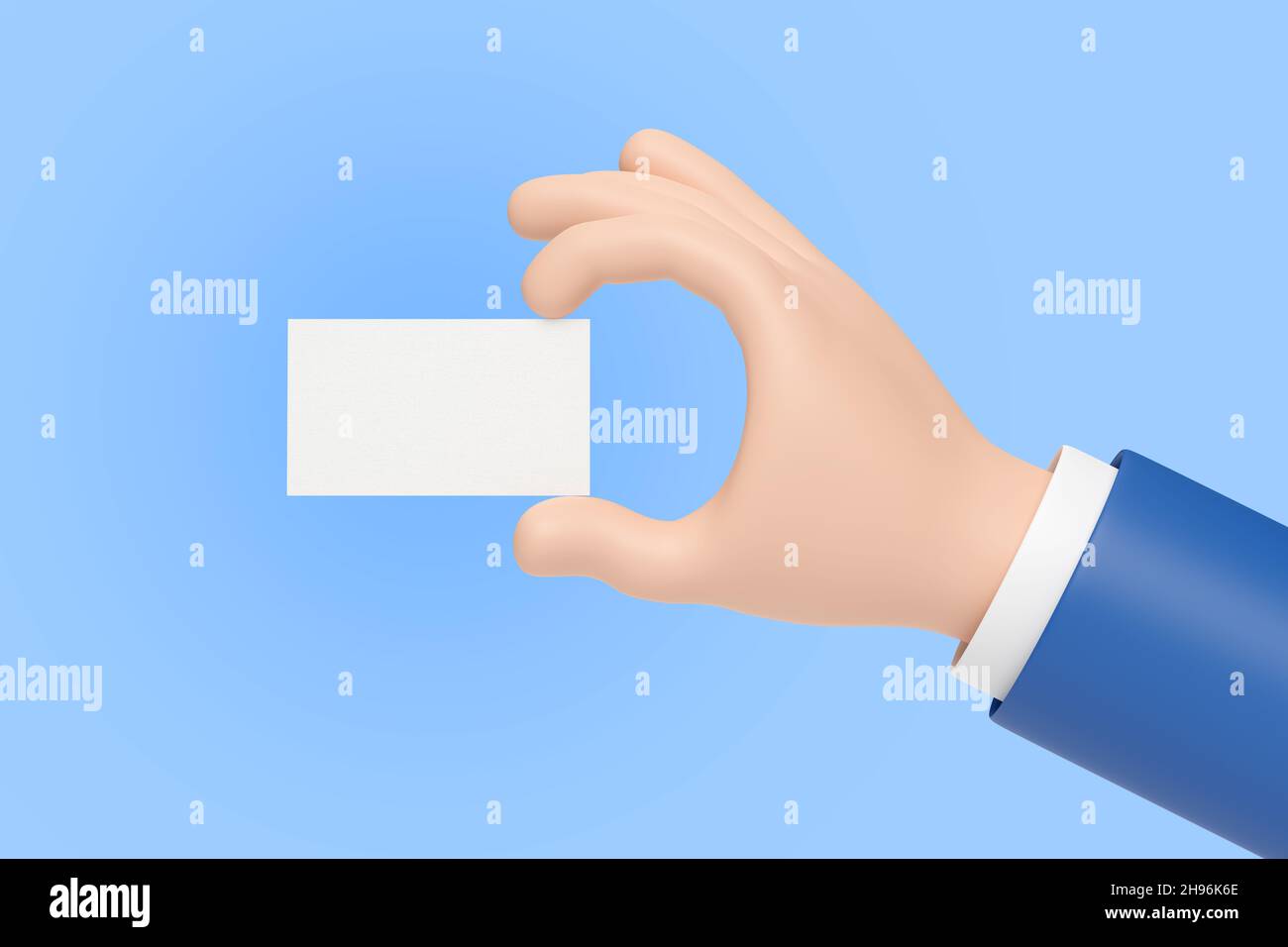 Cartoon hand showing a blank business card. 3d illustration Stock Photo ...