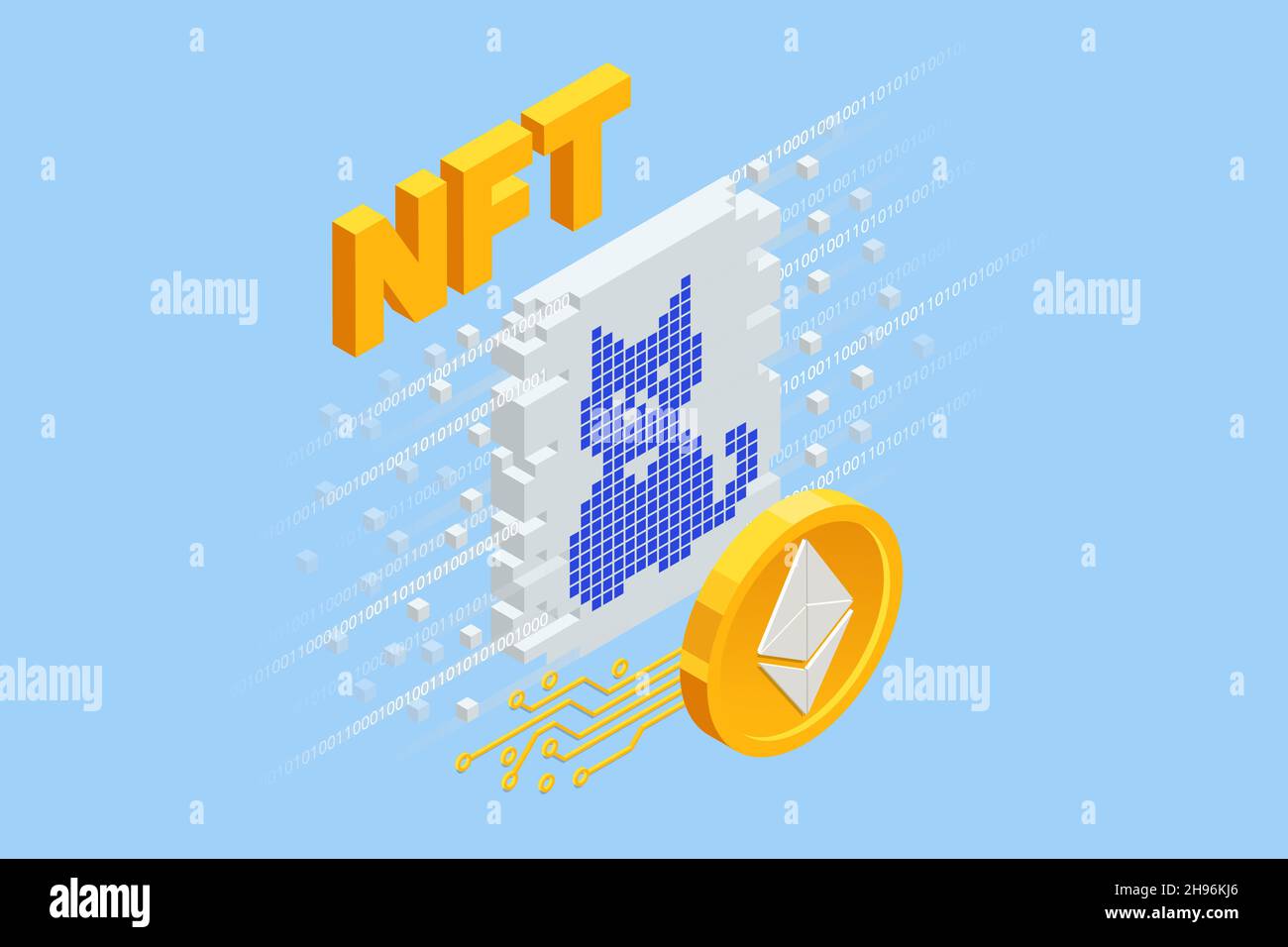 Isometric NFT Non-fungible token is a unique and non-interchangeable unit of data stored on a ...