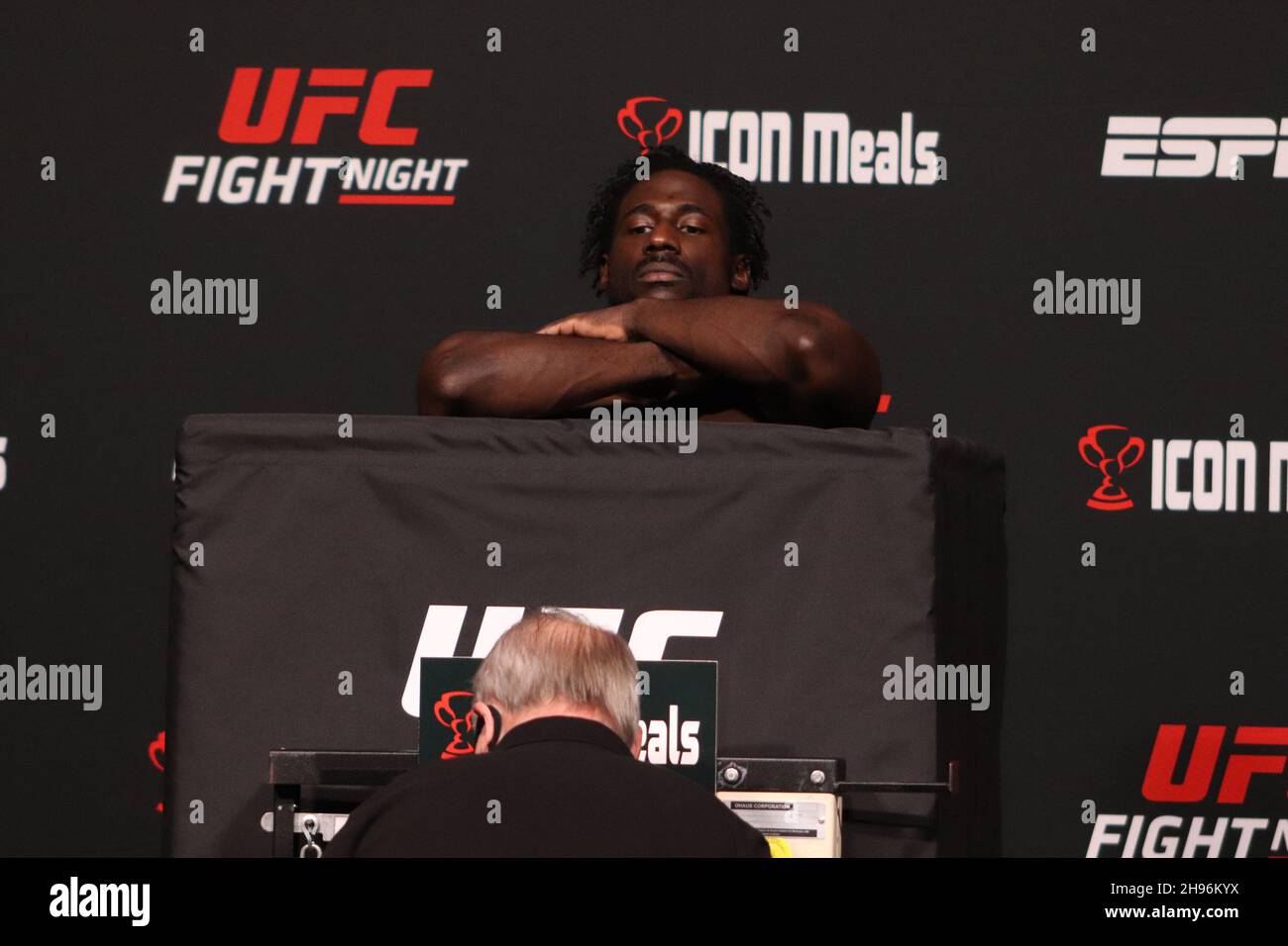 LAS VEGAS, NV - DECEMBER 3: William Knight poses on the scale during ...