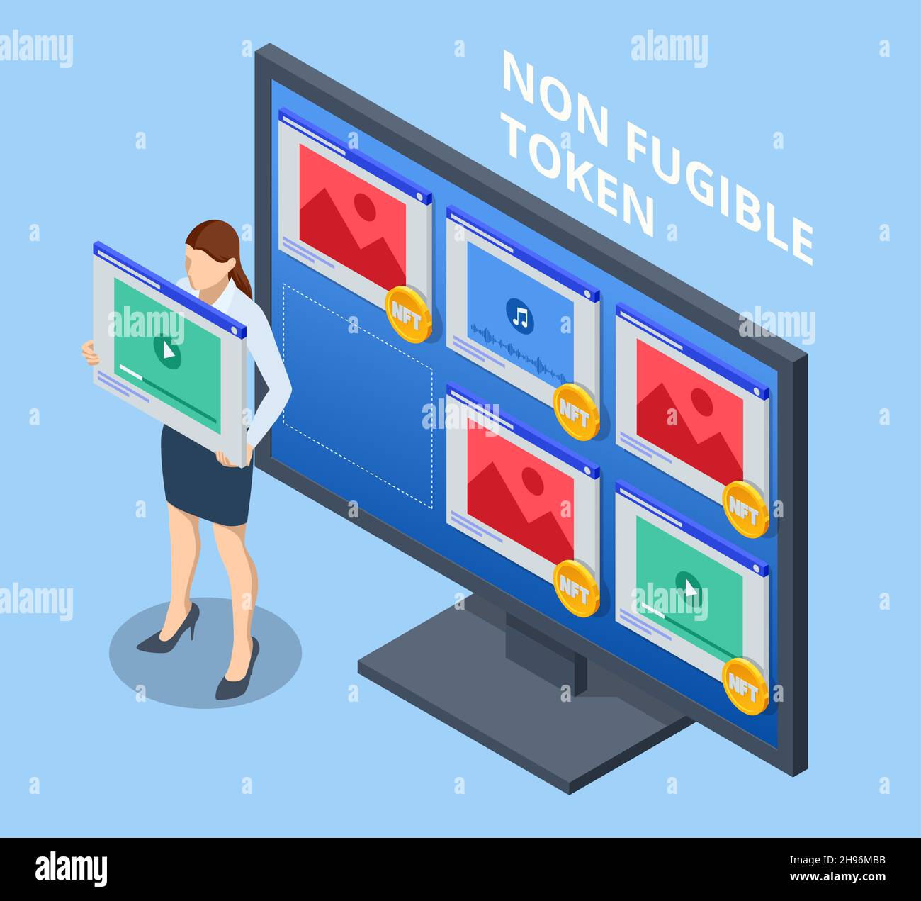 Isometric NFT Non-fungible token is a unique and non-interchangeable unit of data stored on a ...