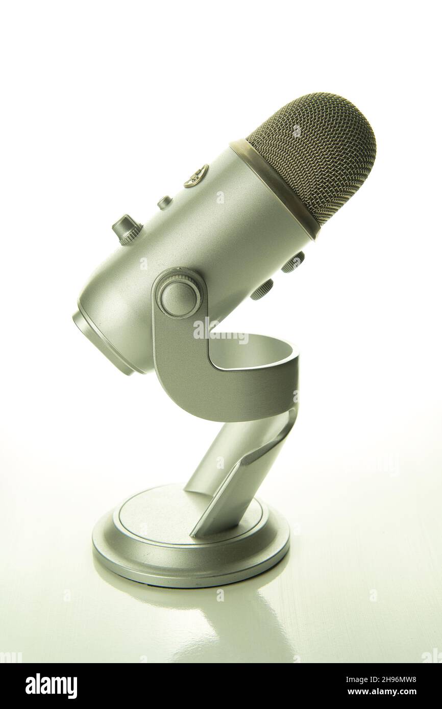 retro metal microphone on white background, product Stock Photo - Alamy