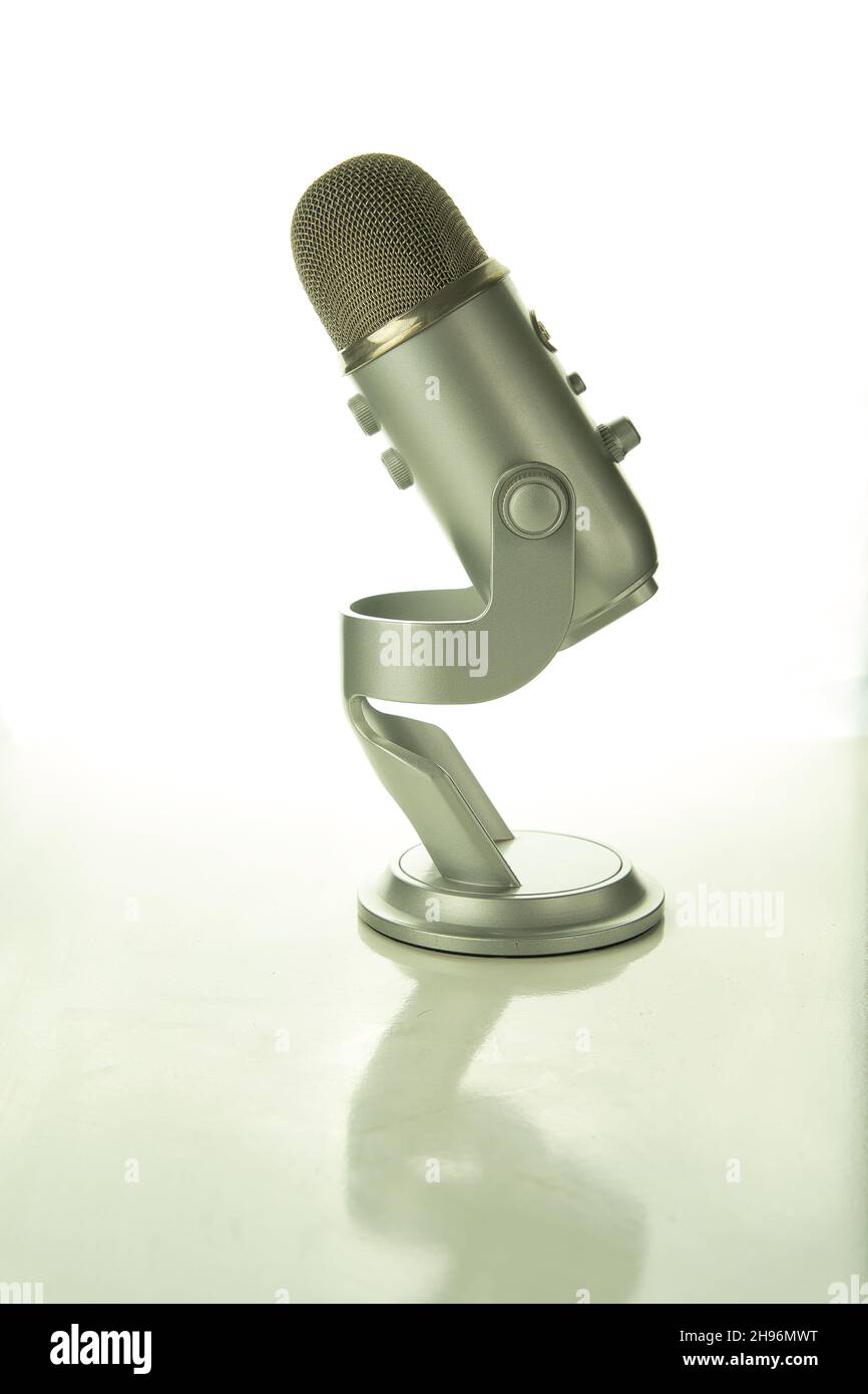 retro metal microphone on white background, product Stock Photo - Alamy