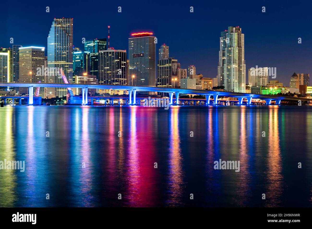 Cityscape of Miami, Florida at night Stock Photo - Alamy