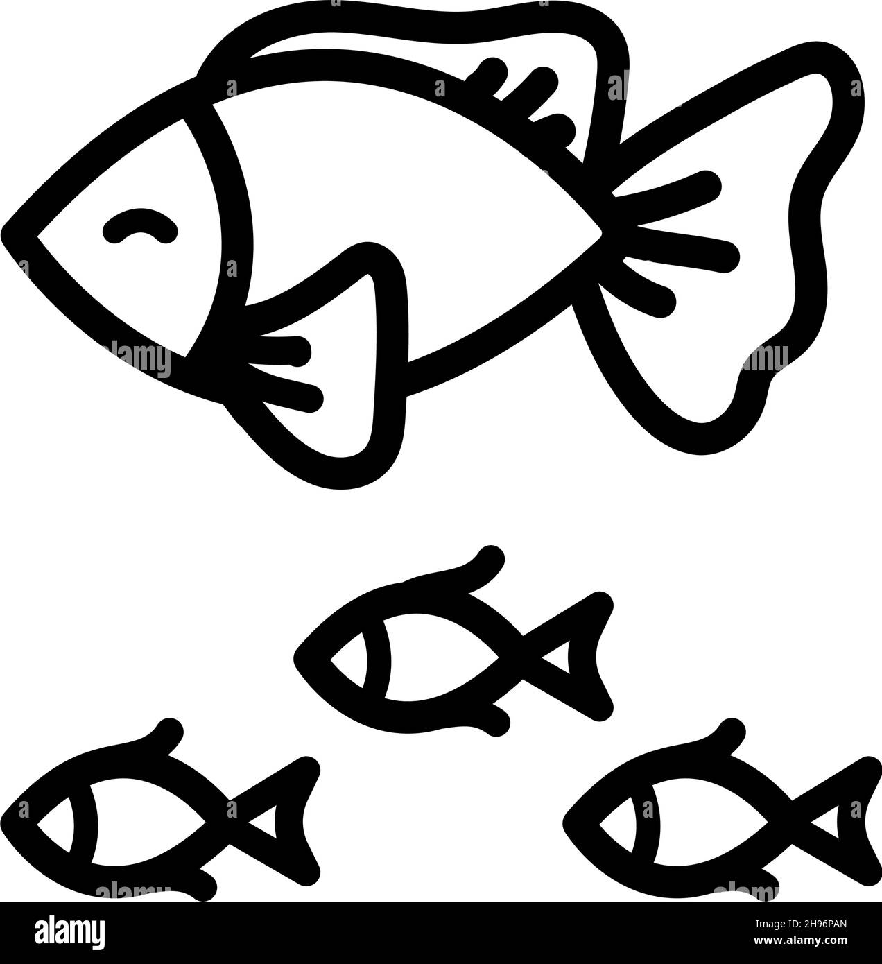 Set of simple fish icons. Vector outline illustration isolated on white ...