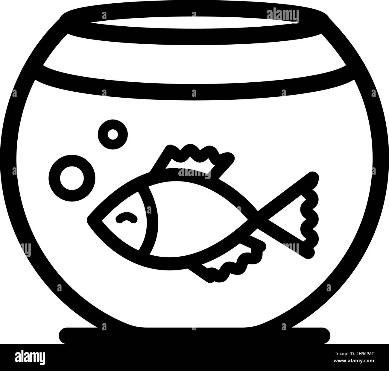 Aquarium linear icon. Flat line fishbowl illustration. Fishkeeping ...