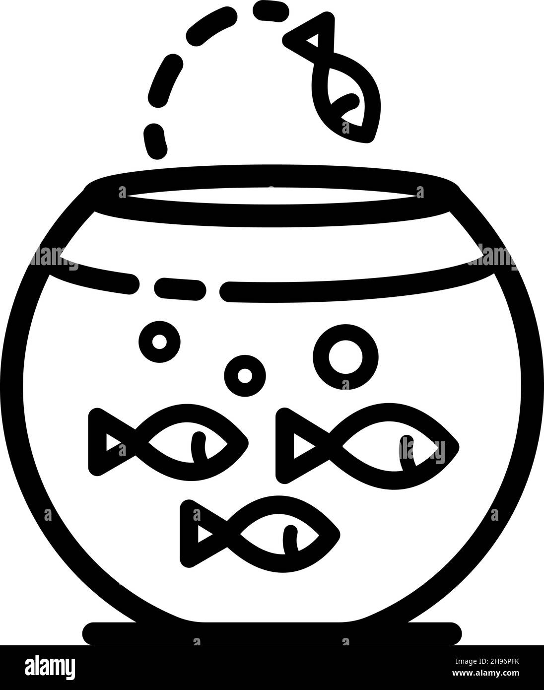 Aquarium linear icon. Flat line fishbowl illustration. Fishkeeping ...