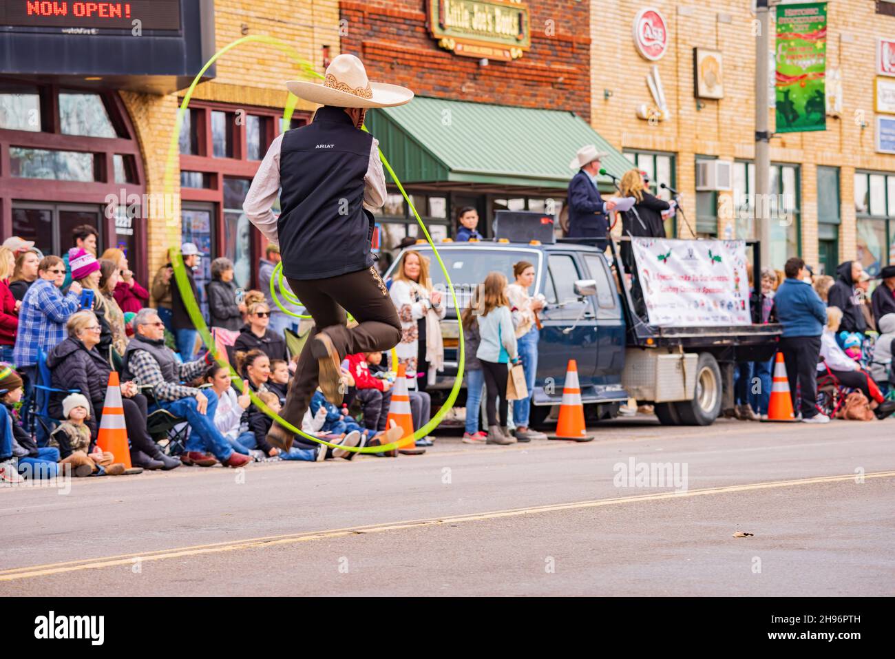 Oklahoma, DEC 4, 2021 - Mexican man perform rodeo Cowboy Christmas ...
