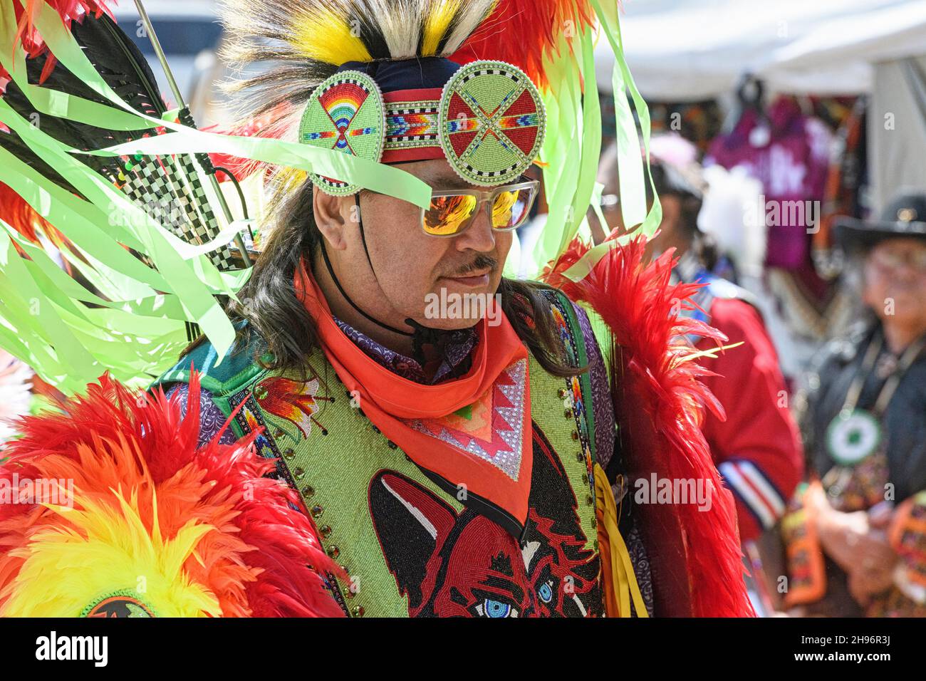 Aboriginal dancer at the Grand Entrance ceremony into the Beaver Dome ...