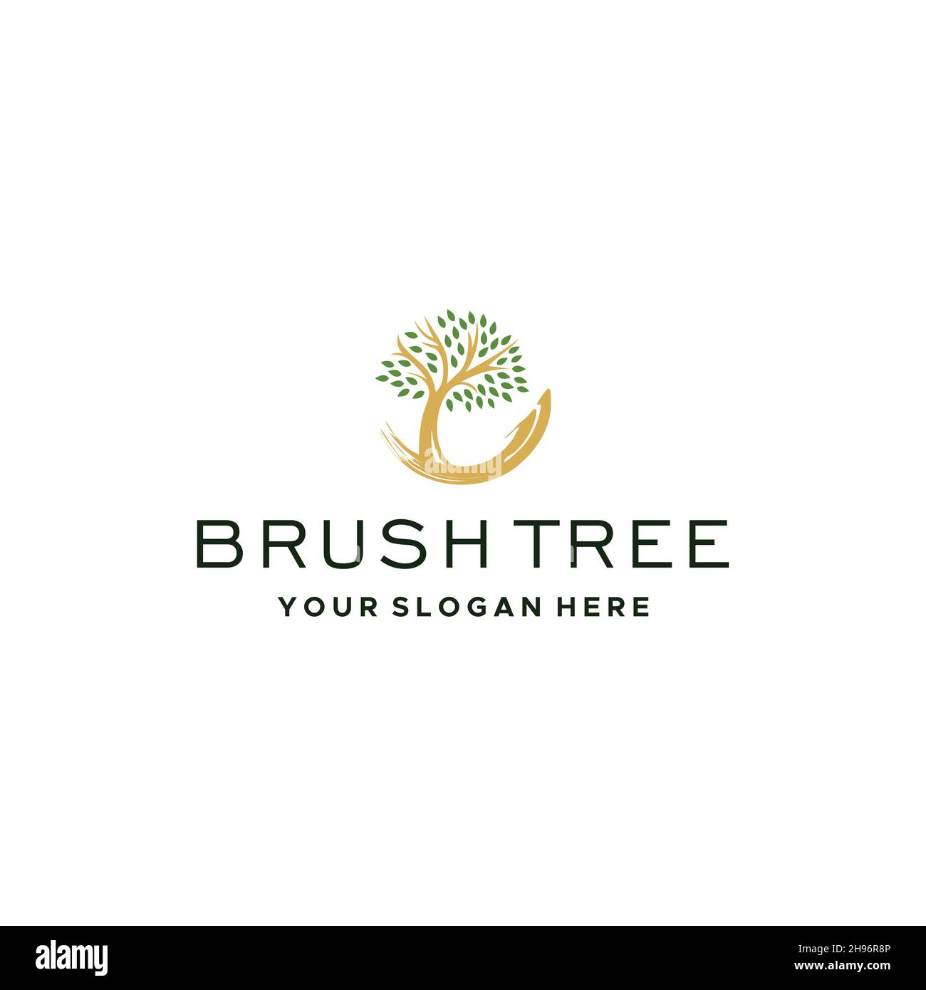 modern BRUSH TREE leaves stalk stem logo design Stock Vector Image ...
