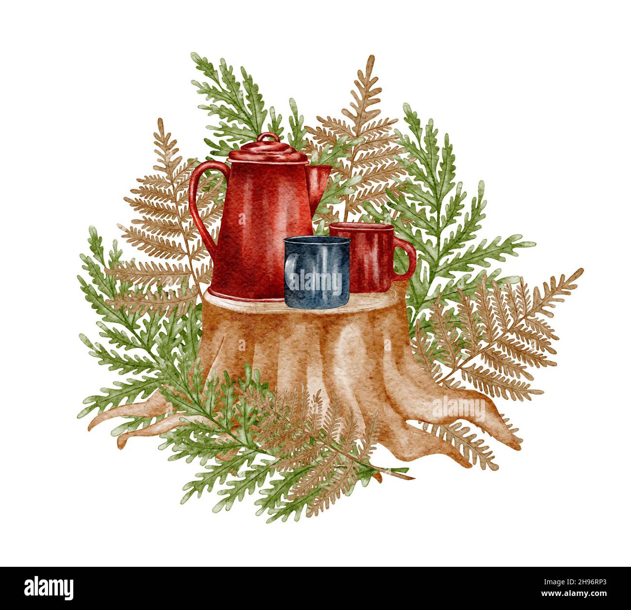 Watercolor Camping clipart. Hand drawn wild camping illustration ...