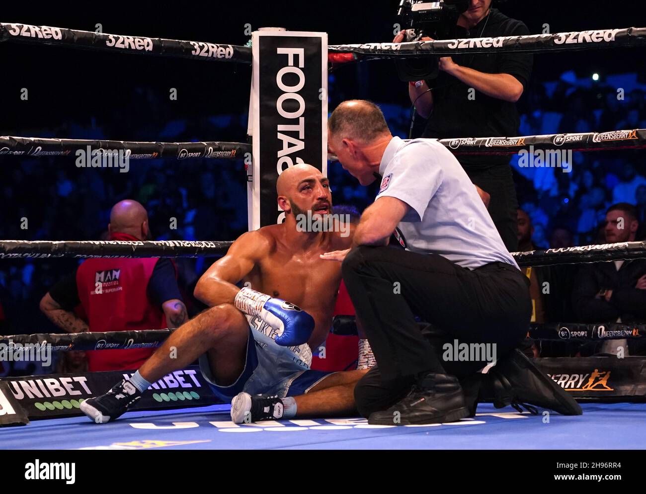 Bradley Skeete reacts after defeat by Hamzah Sheeraz, in the World ...