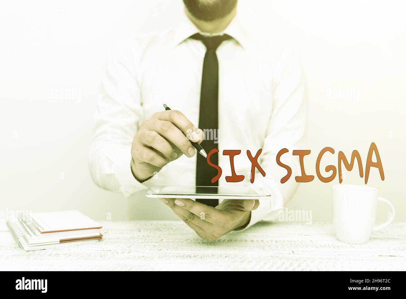 Sign displaying Six Sigma. Business showcase set of management ...