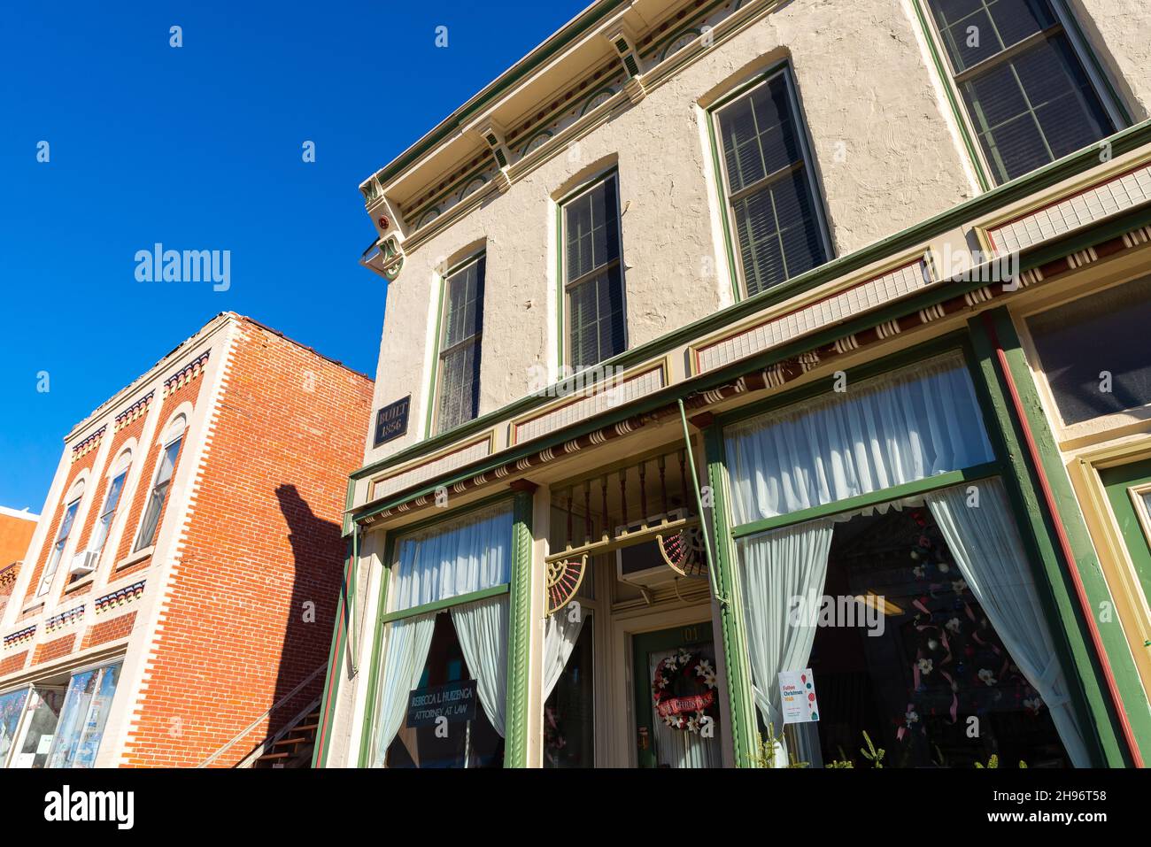 Old storefronts in Midwest town Stock Photo - Alamy