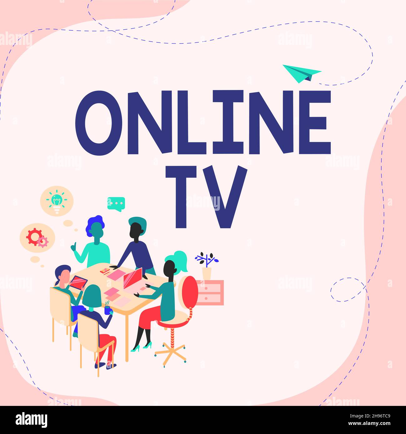 Text sign showing Online Tv. Word for a television production broadcast ...