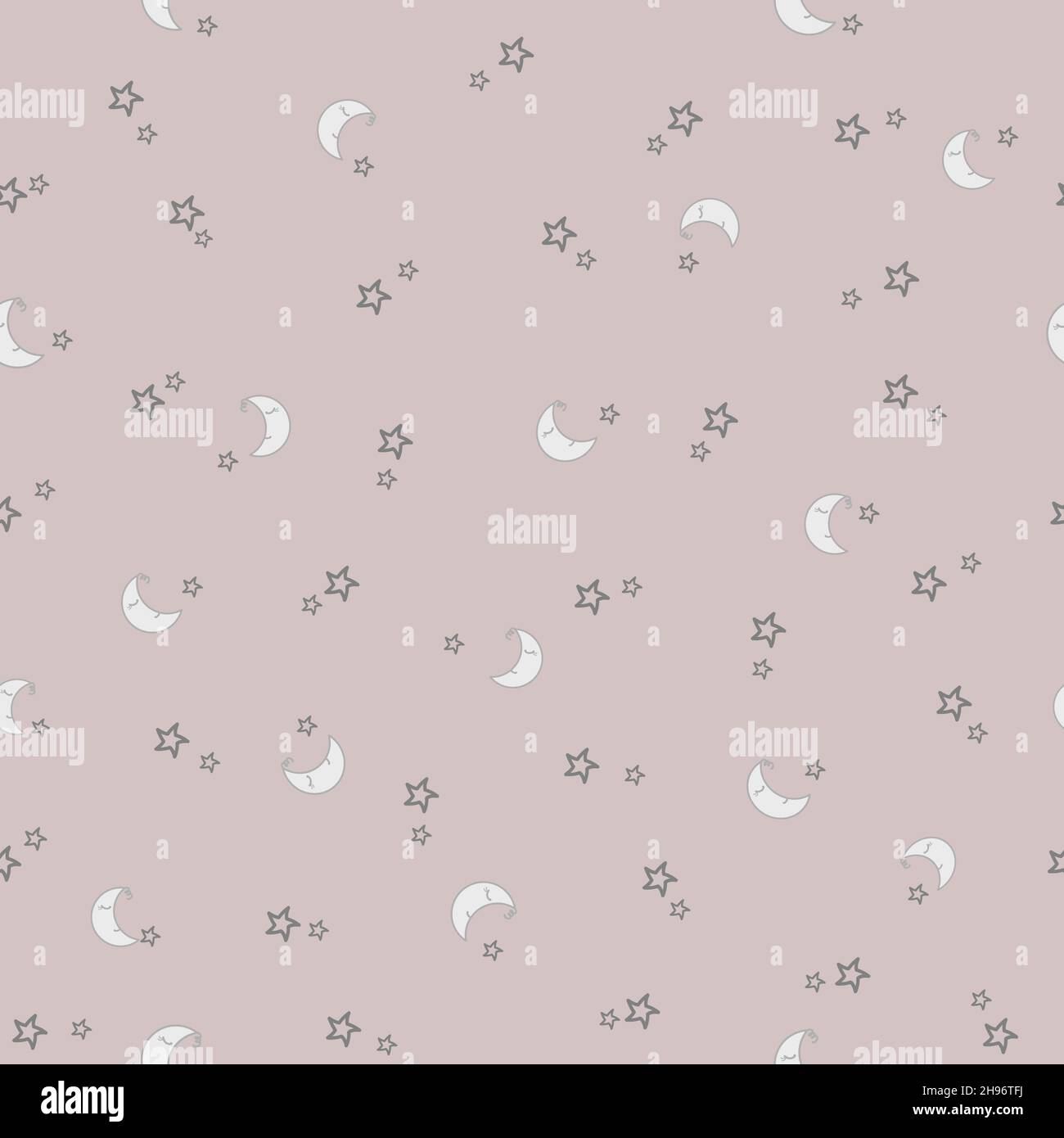Stars and Moon Pattern. Baby's Seamless Pattern with Smiling Slipping ...