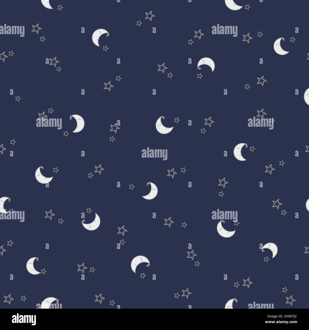 Stars and Moon Pattern. Baby's Seamless Pattern with Smiling Slipping ...