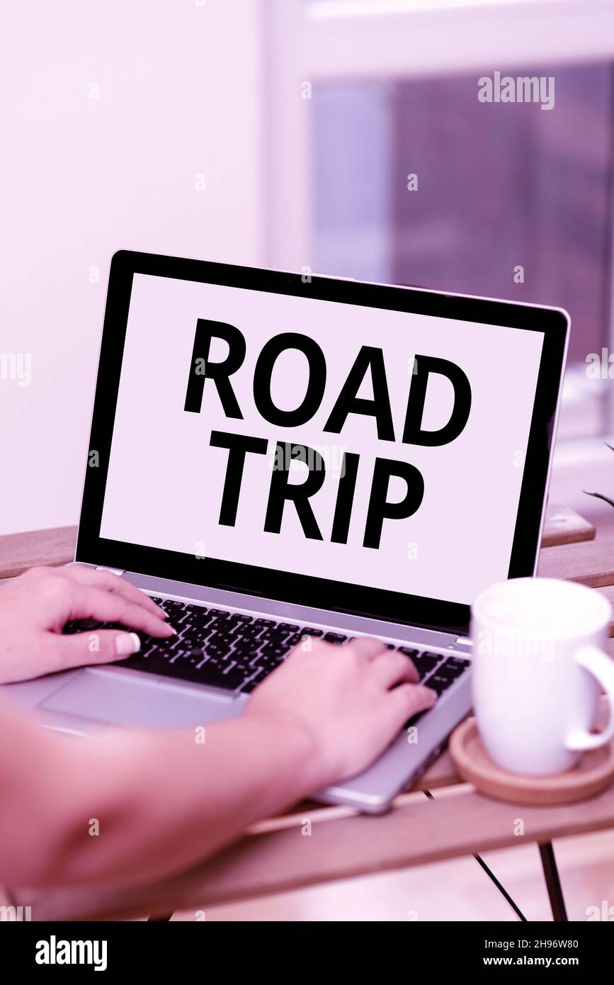 Text showing inspiration Road Trip. Concept meaning long distance ...