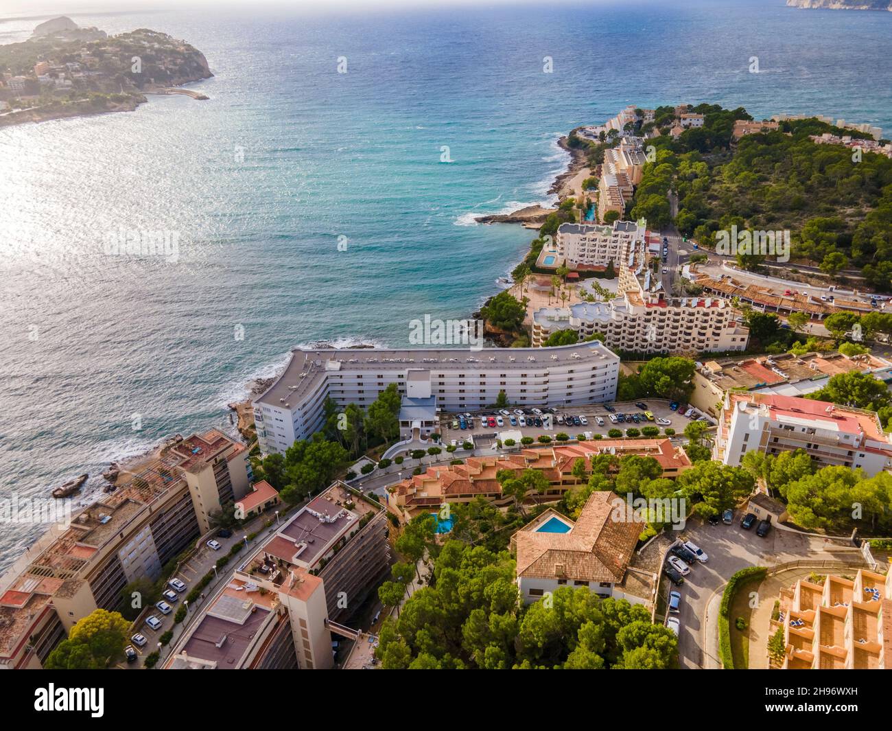 Santa Ponsa Beach in December 2021, photos from Drone Stock Photo - Alamy