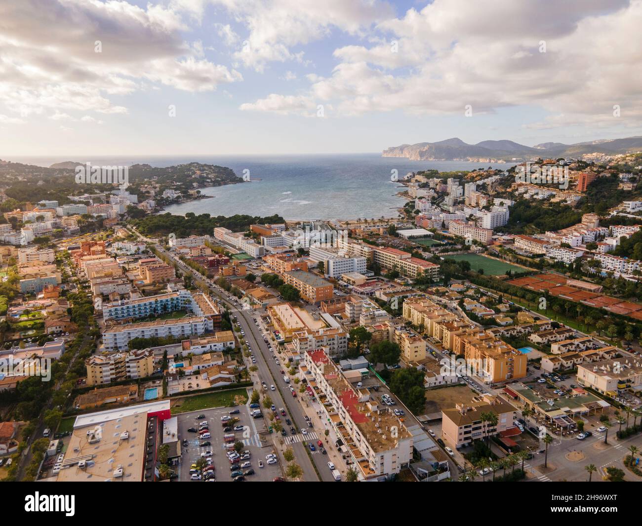 Santa Ponsa Beach in December 2021, photos from Drone Stock Photo - Alamy