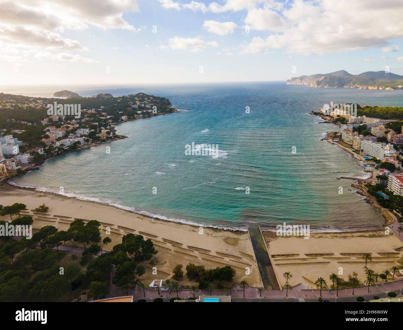 Santa Ponsa Beach in December 2021, photos from Drone Stock Photo - Alamy